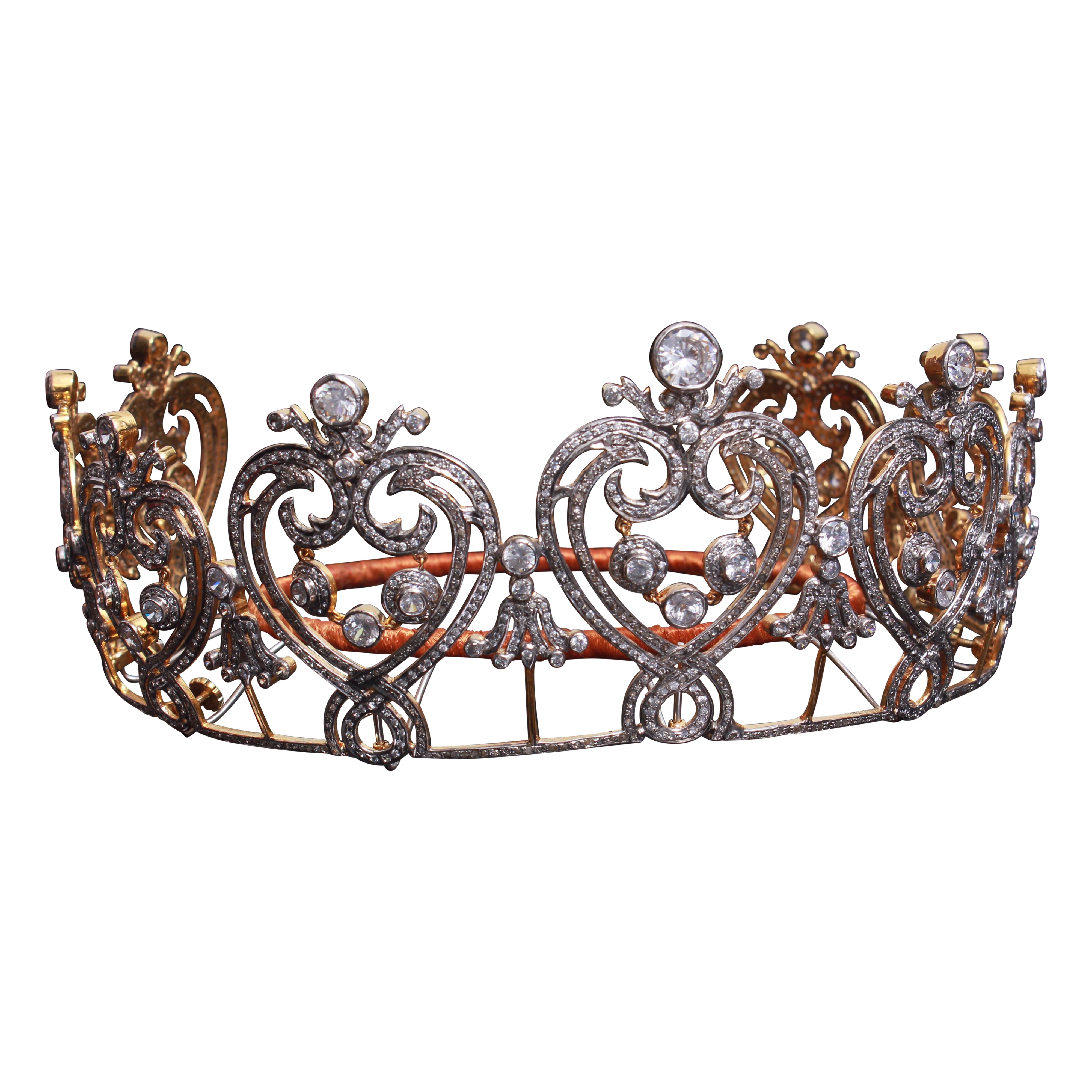 Certified Natural diamonds topaz sterling silver tiara head accessory ...