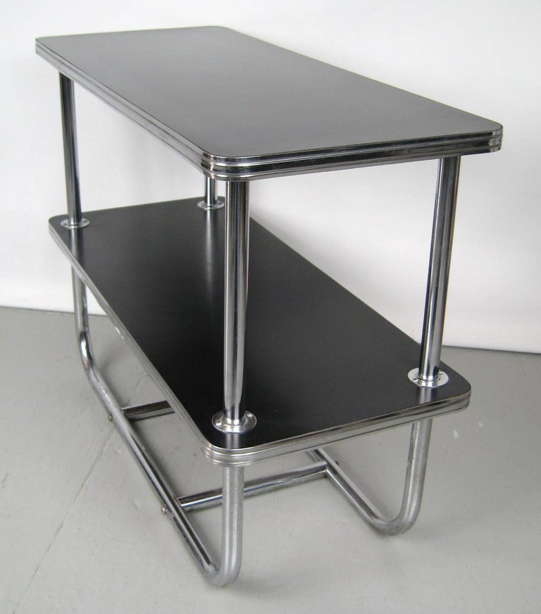Royal Chrome Side Table with Black Top at 1stDibs