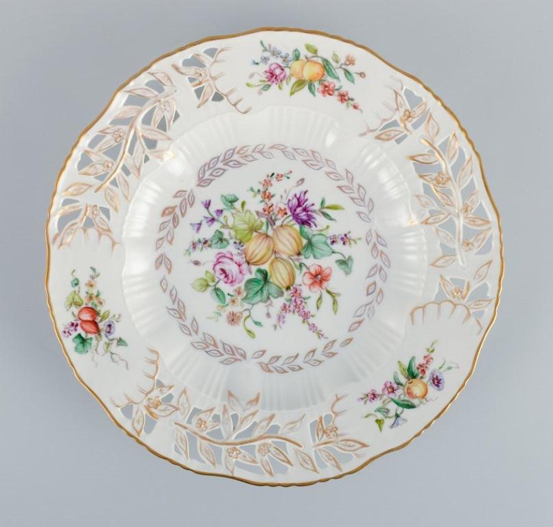 Royal Copenhagen, a Set of Six Antique Dinner Plates with Reticulated ...