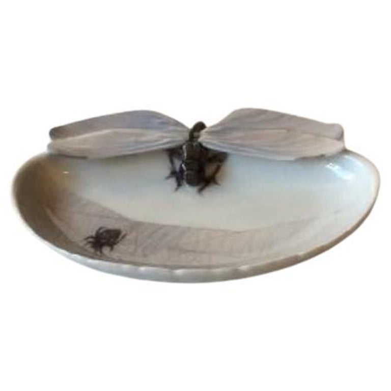Royal Copenhagen Art Nouveau Dish with Dragonfly No 3278 For Sale at ...