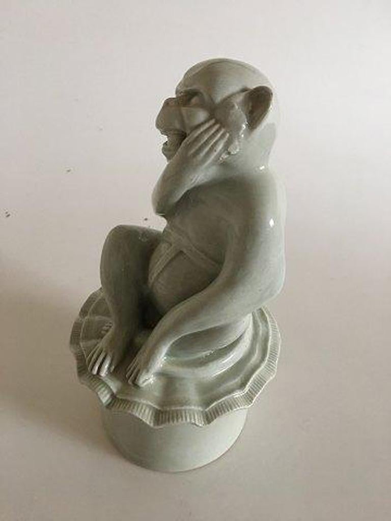 Royal Copenhagen Art Nouveau Unique Monkey Figurine with Nut by ...
