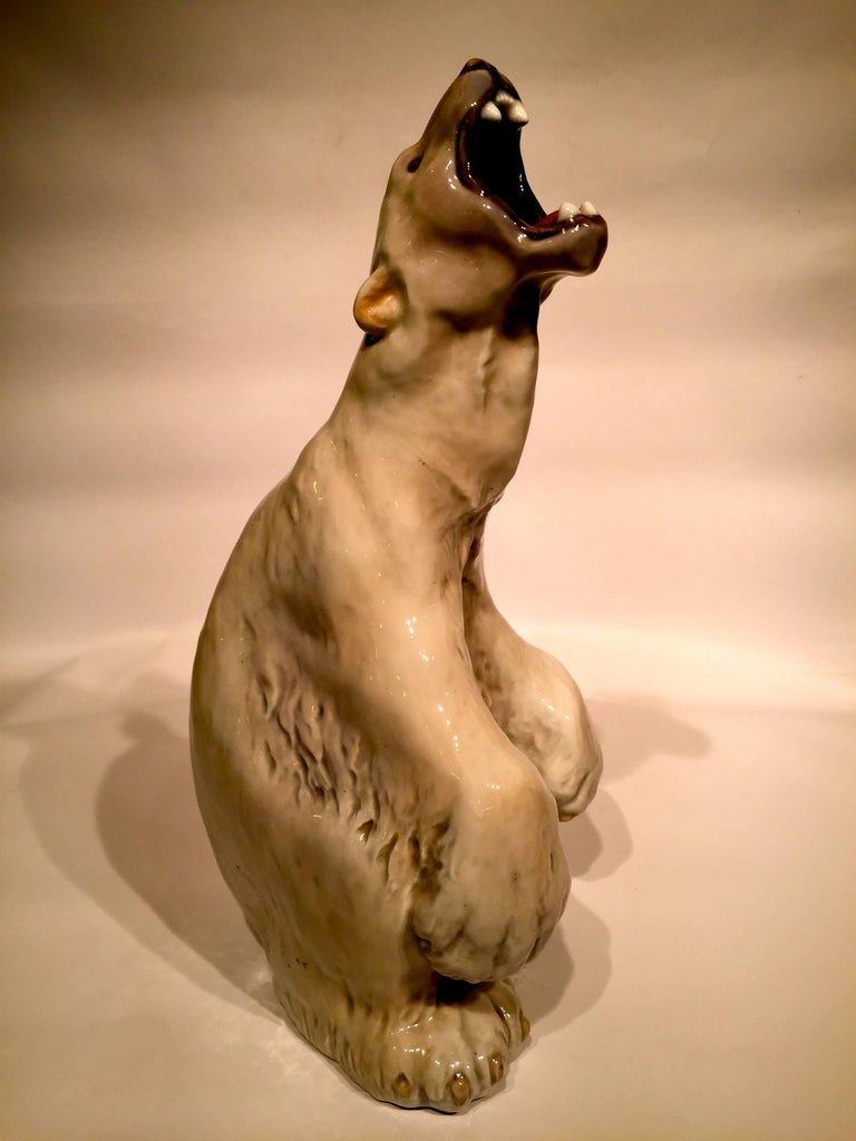 ROYAL COPENHAGEN Denmark Art Deco White Polar Bear Porcelain Vase ...