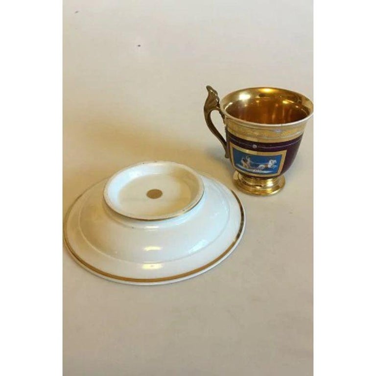 Royal Copenhagen Empire Cup in Sevres Style Decorated with War Chariots ...