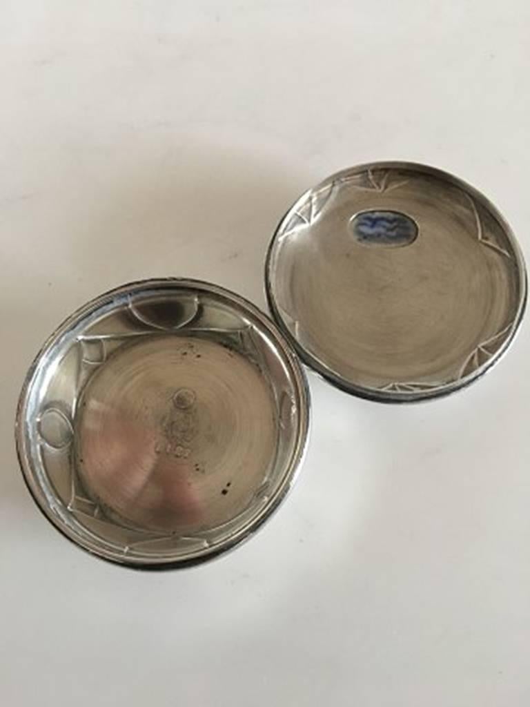 Royal Copenhagen Engelhart Porcelain Mounted in a Silver Pill Box by ...