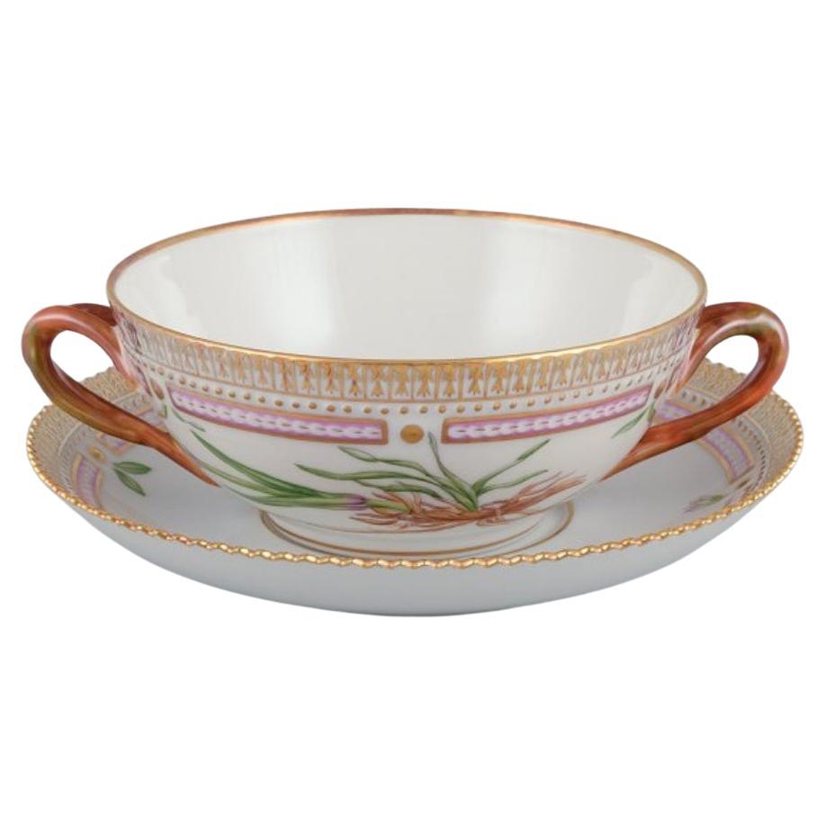 Royal Copenhagen Flora Danica Bouillon Cup with Saucer in Hand Painted ...