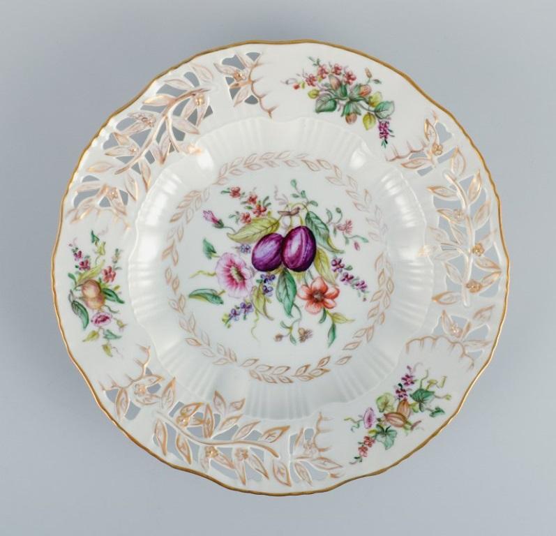 Royal Copenhagen, Four Antique Dinner Plates with Reticulated Rim For ...
