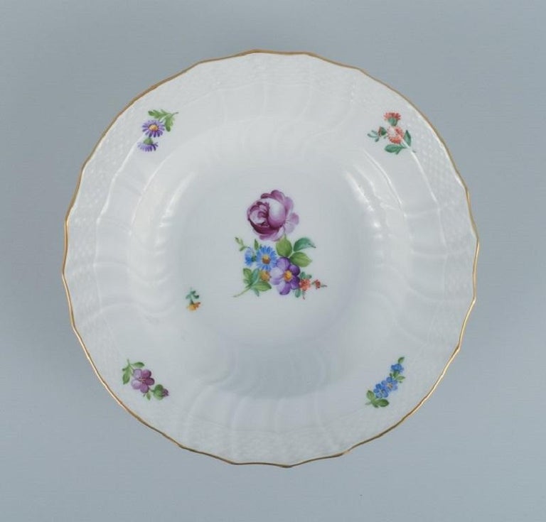 Royal Copenhagen Light Saxon Flower, Four Deep Plates in Hand-Painted ...