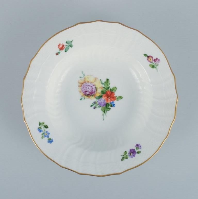 Royal Copenhagen Light Saxon Flower, Four Deep Plates in Hand-Painted ...