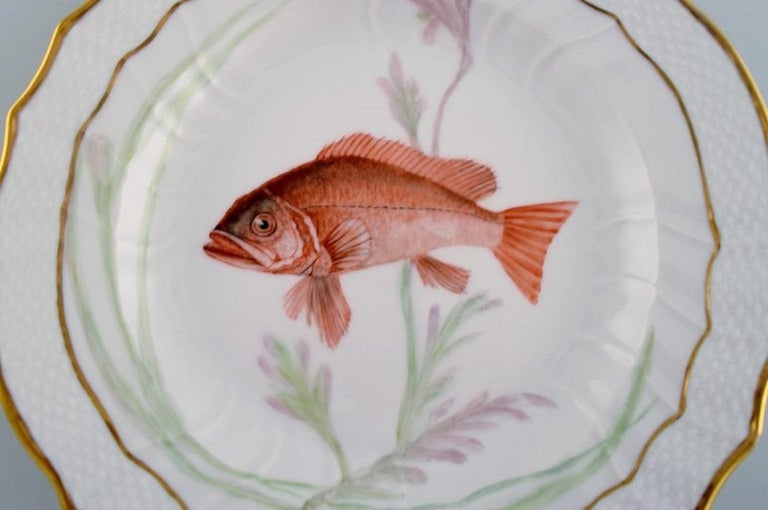 Royal Copenhagen Porcelain Dinner Plate with Hand-Painted Fish Motif ...