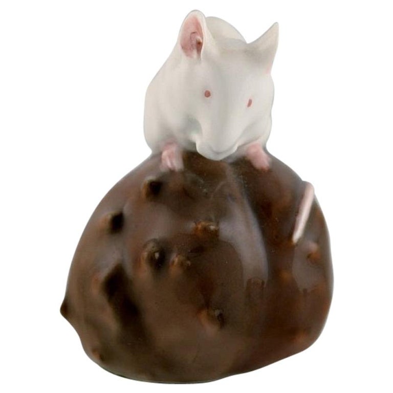 Royal Copenhagen Porcelain Figurine, Mouse on a Chestnut, Early 20th ...