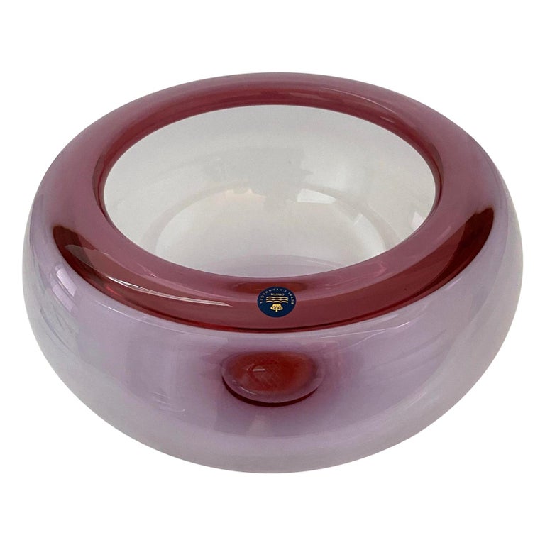 Royal Copenhagen Raspberry Colored Crystal Bowl at 1stDibs