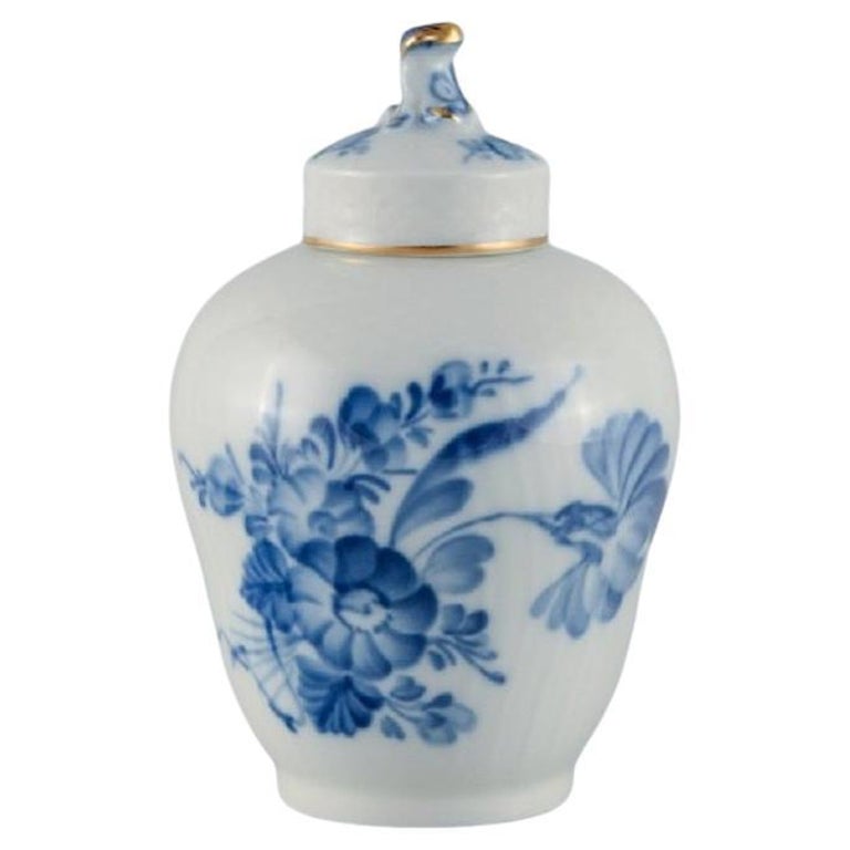 Royal Copenhagen, Royal Blue Flower Curved Tea Box with Gold Decoration ...