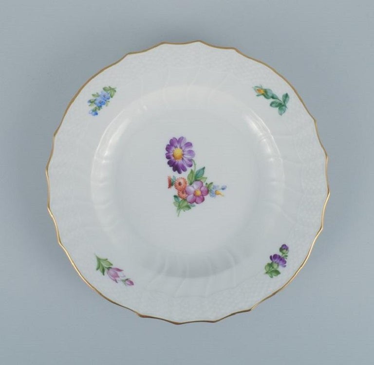 Royal Copenhagen Saxon Flower, Five Dinner Plates in Hand Painted ...