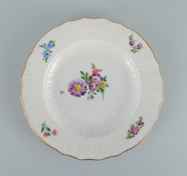 Royal Copenhagen Saxon Flower. Four Dinner Plates in HandPainted ...