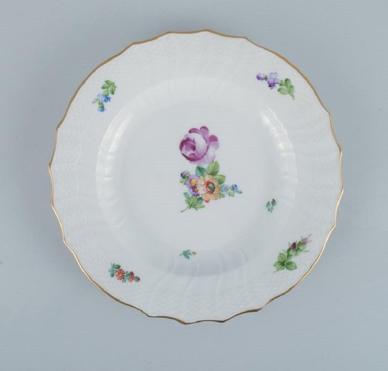 Royal Copenhagen Saxon Flower, Six Dinner Plates in Hand-Painted ...