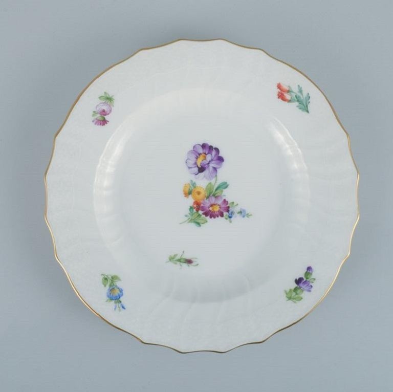 Royal Copenhagen Saxon Flower, Six Dinner Plates in Hand-Painted ...