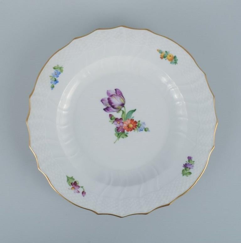 Royal Copenhagen Saxon Flower, Six Dinner Plates in Hand-Painted ...