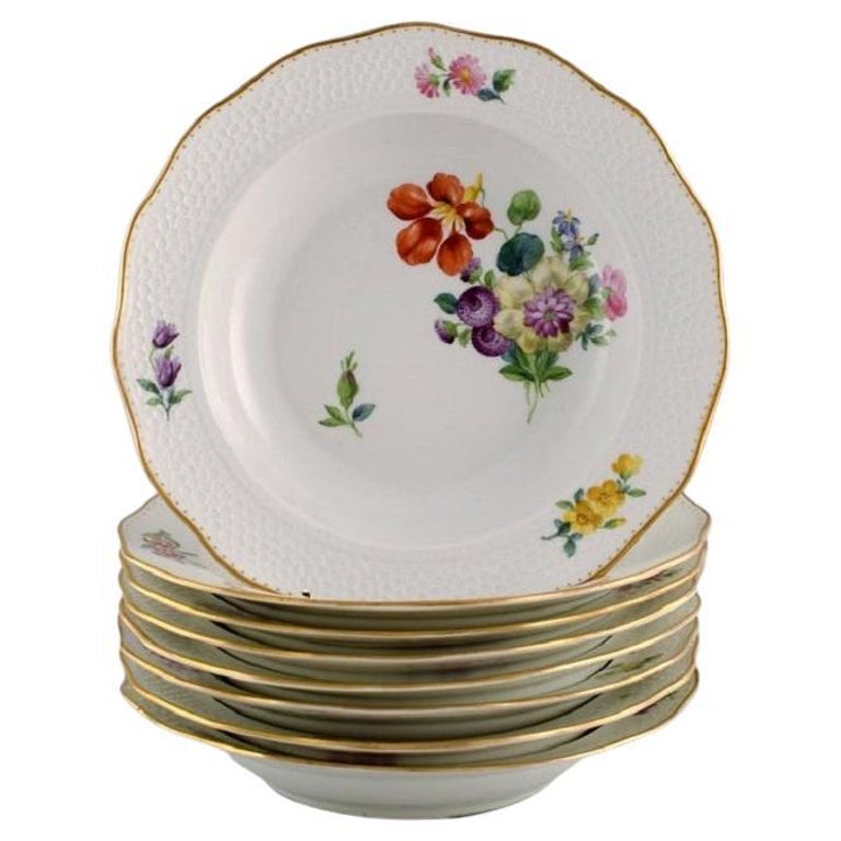 Royal Copenhagen Saxon Flower Special Version, Eight Rare Deep Plates ...