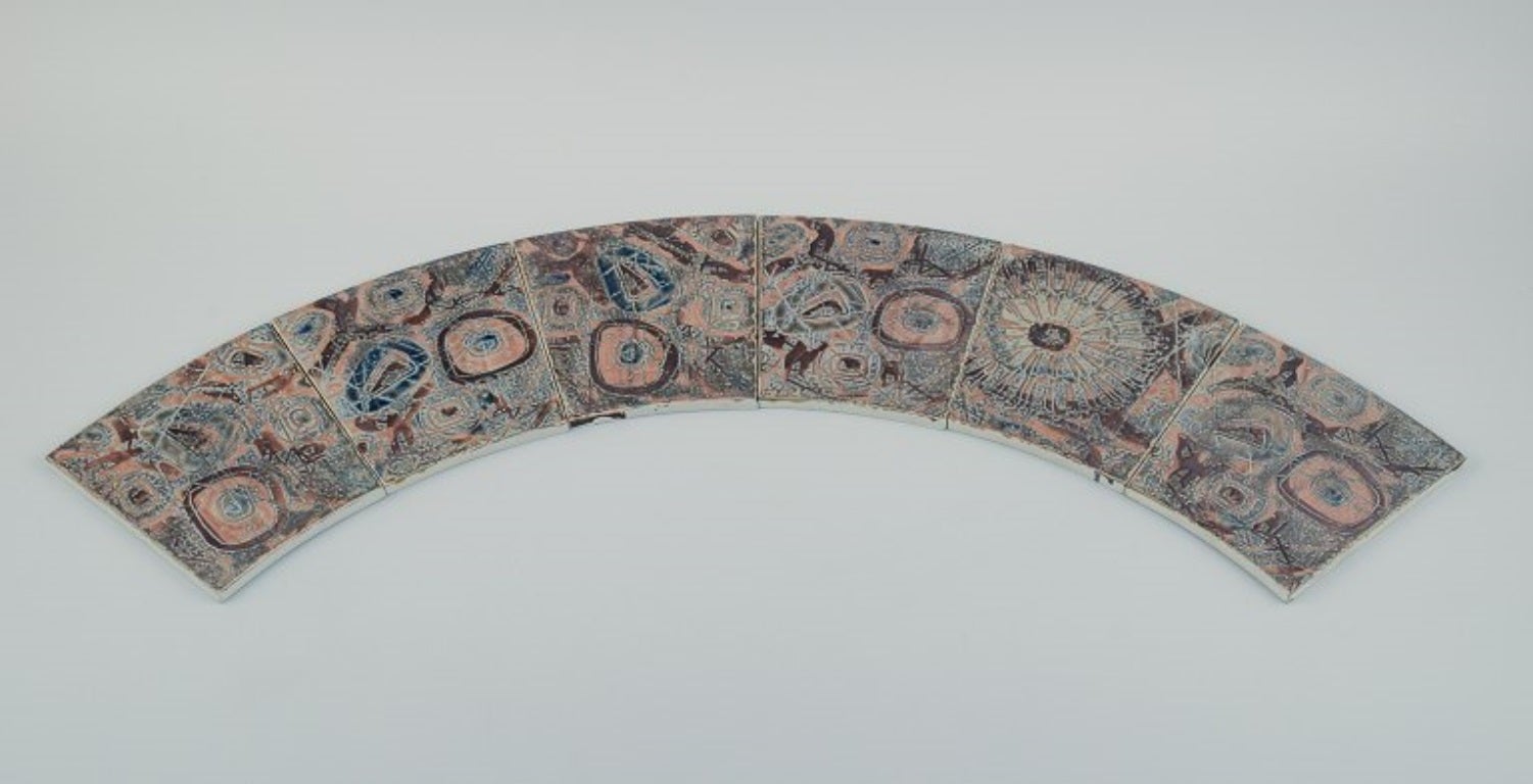 Royal Copenhagen, six Baca faience tiles with patterned glaze. For Sale ...