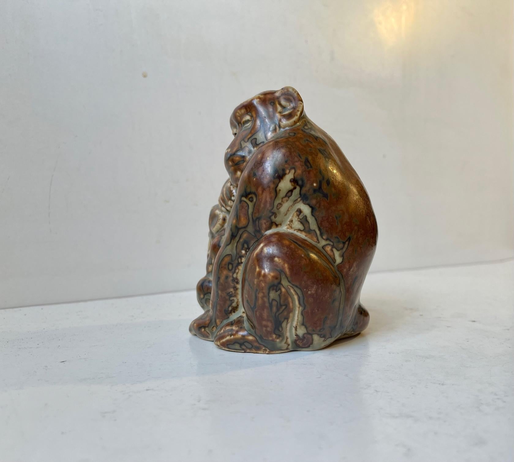 Royal Copenhagen Stoneware Mother and Baby Monkey by Knud Kyhn, 1950s ...