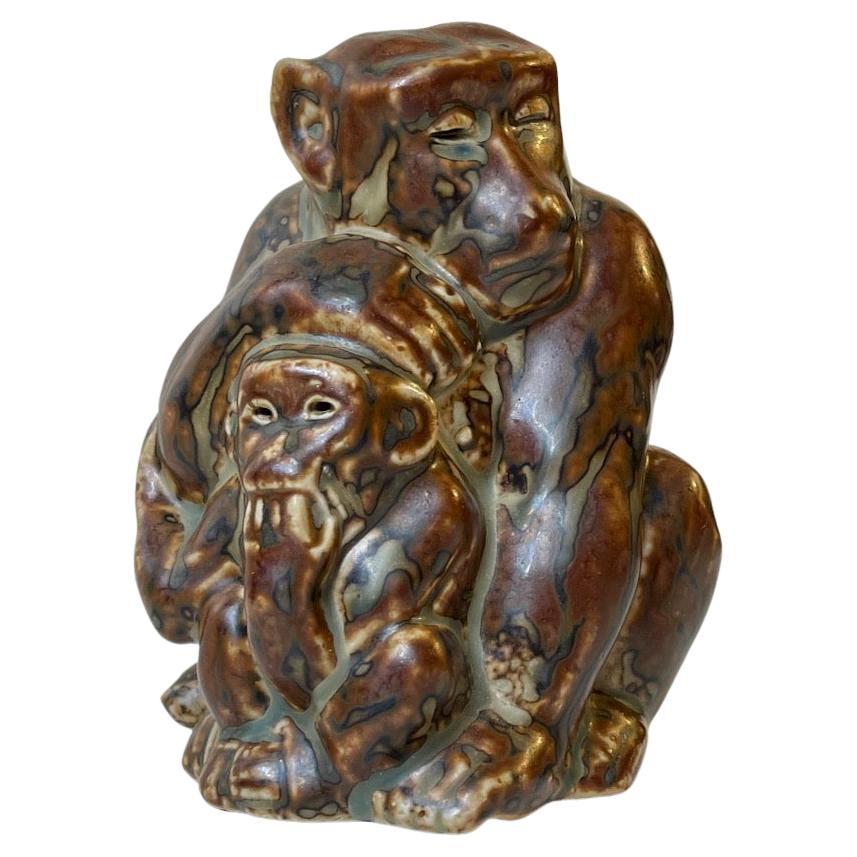 Royal Copenhagen Stoneware Mother and Baby Monkey by Knud Kyhn, 1950s ...