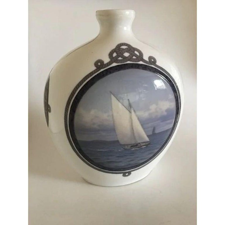 Royal Copenhagen Unique Vase Decorated with Ships by Christian Benjamin ...