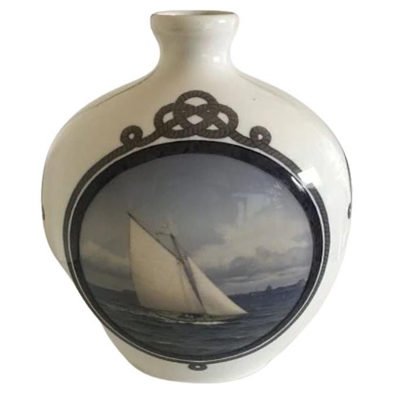 Royal Copenhagen Unique Vase Decorated with Ships by Christian Benjamin ...