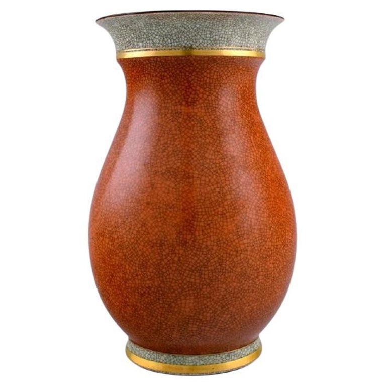 Royal Copenhagen, Vase in Crackle Porcelain with Gold and Orange ...