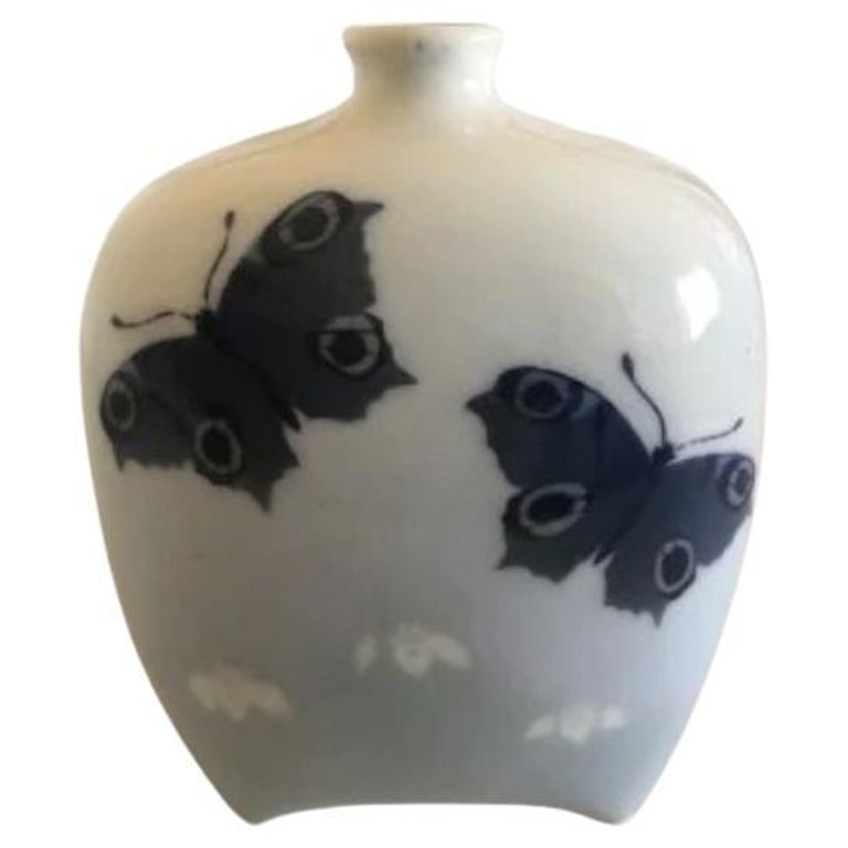 Royal Copenhagen Vase No 188/1340 with Butterfly Motif For Sale at 1stDibs