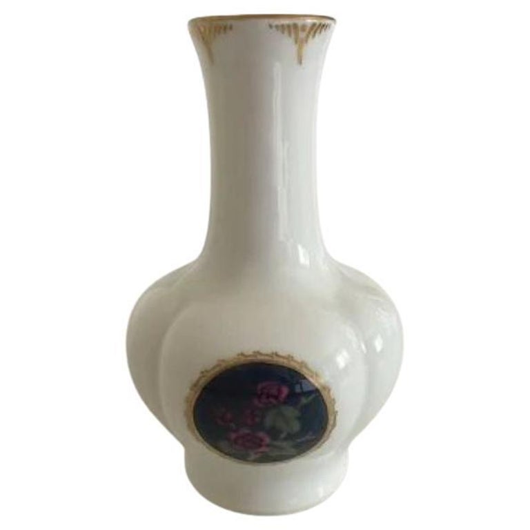 Royal Copenhagen Vase No 1981/1557 with Gold and Flower Motif For Sale ...