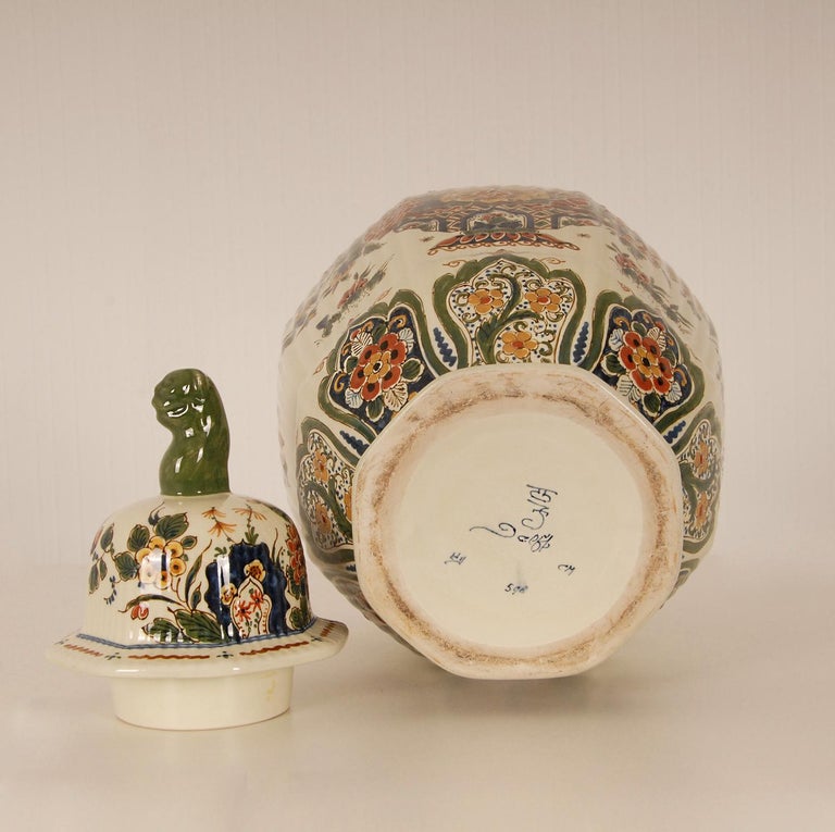 Royal Delft Covered Baluster Vase Earthenware Polychrome Delftware Vase ...