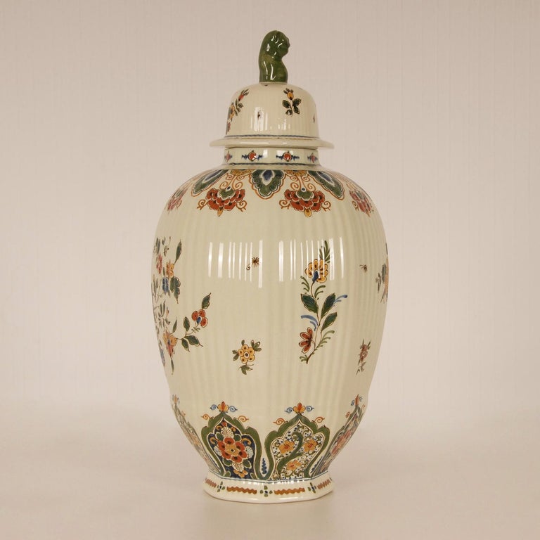 Royal Delft Covered Baluster Vase Earthenware Polychrome Delftware Vase ...