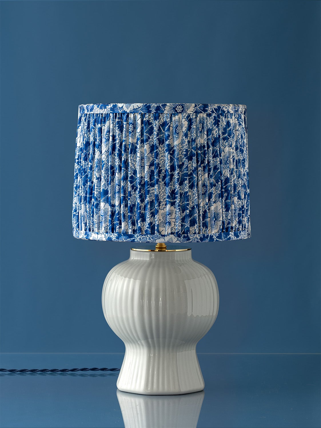 Royal Delft Table Lamp with Revival Heritage Print Lampshade, Made-to ...