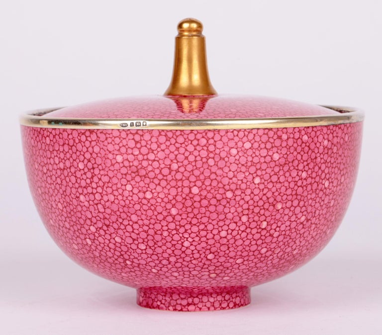 Royal Doulton Rare Silver Mounted Shagreen Pottery Powder Bowl For Sale ...