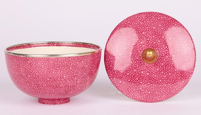 Royal Doulton Rare Silver Mounted Shagreen Pottery Powder Bowl For Sale ...