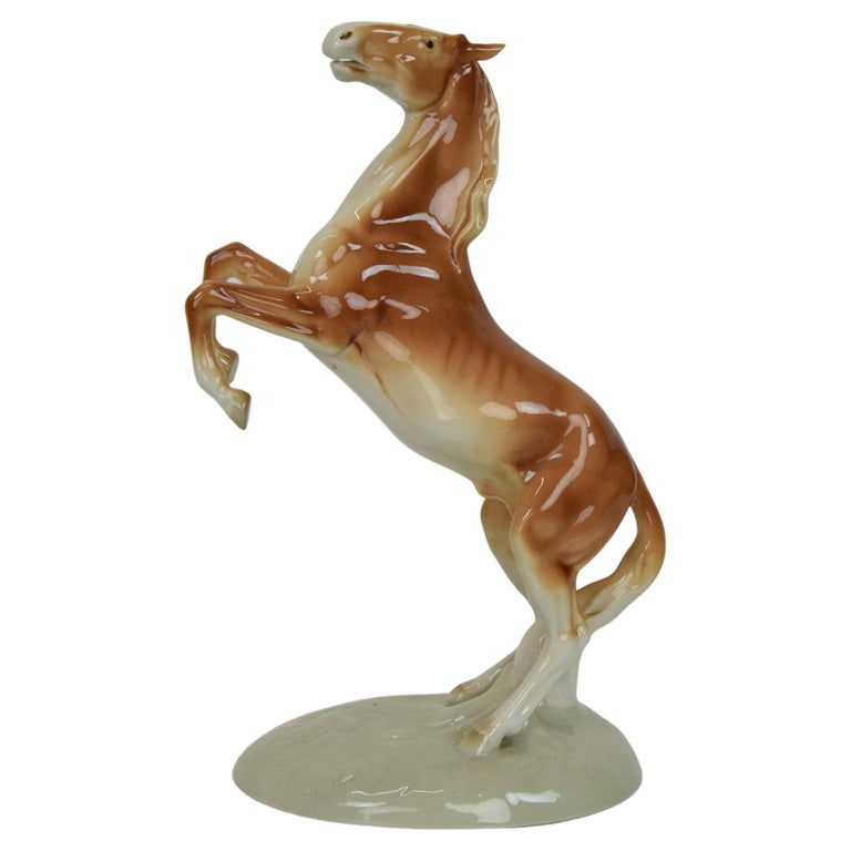 Royal Dux, Prancing Horse/Porcelain, 1940's For Sale at 1stDibs