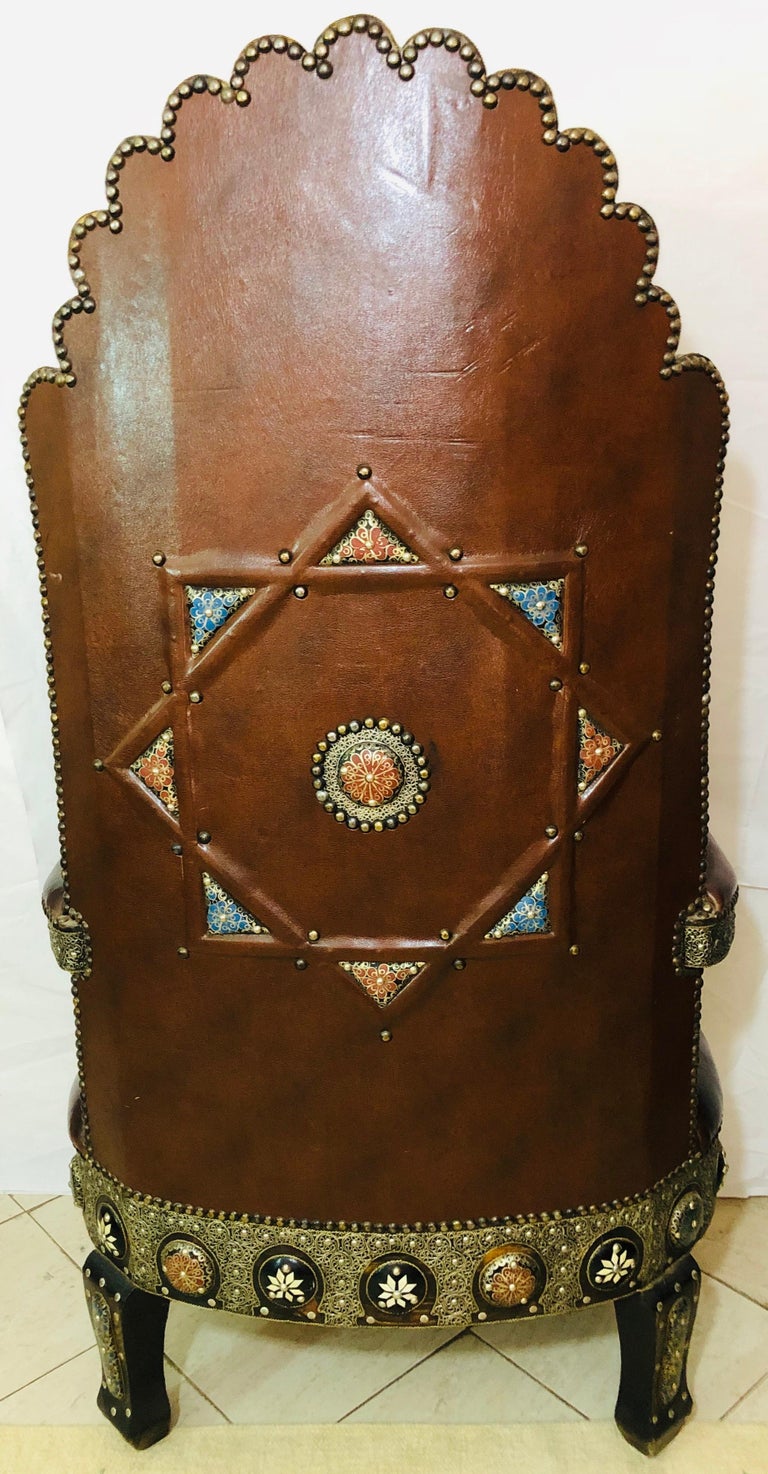 Hollywood Regency Royal Style Handmade Fine Leather Pair of Chairs and ...