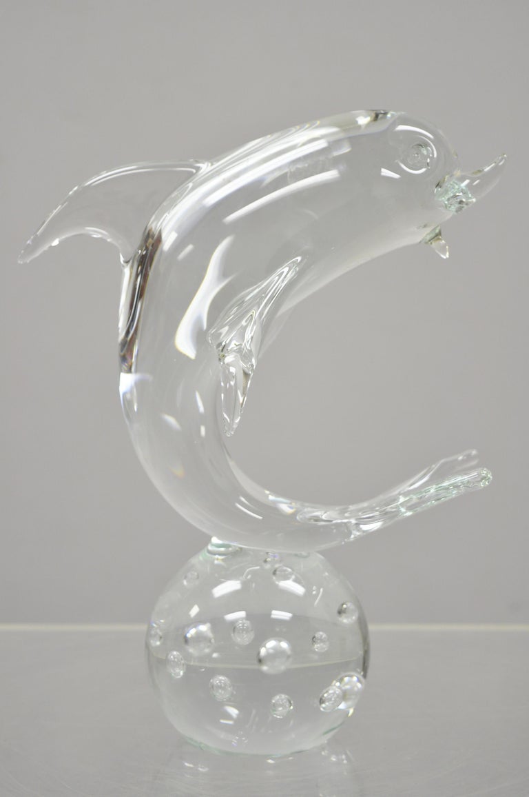 Royal Gallery Italian Crystal Glass Dolphin Fish Sculpture Murano Style ...