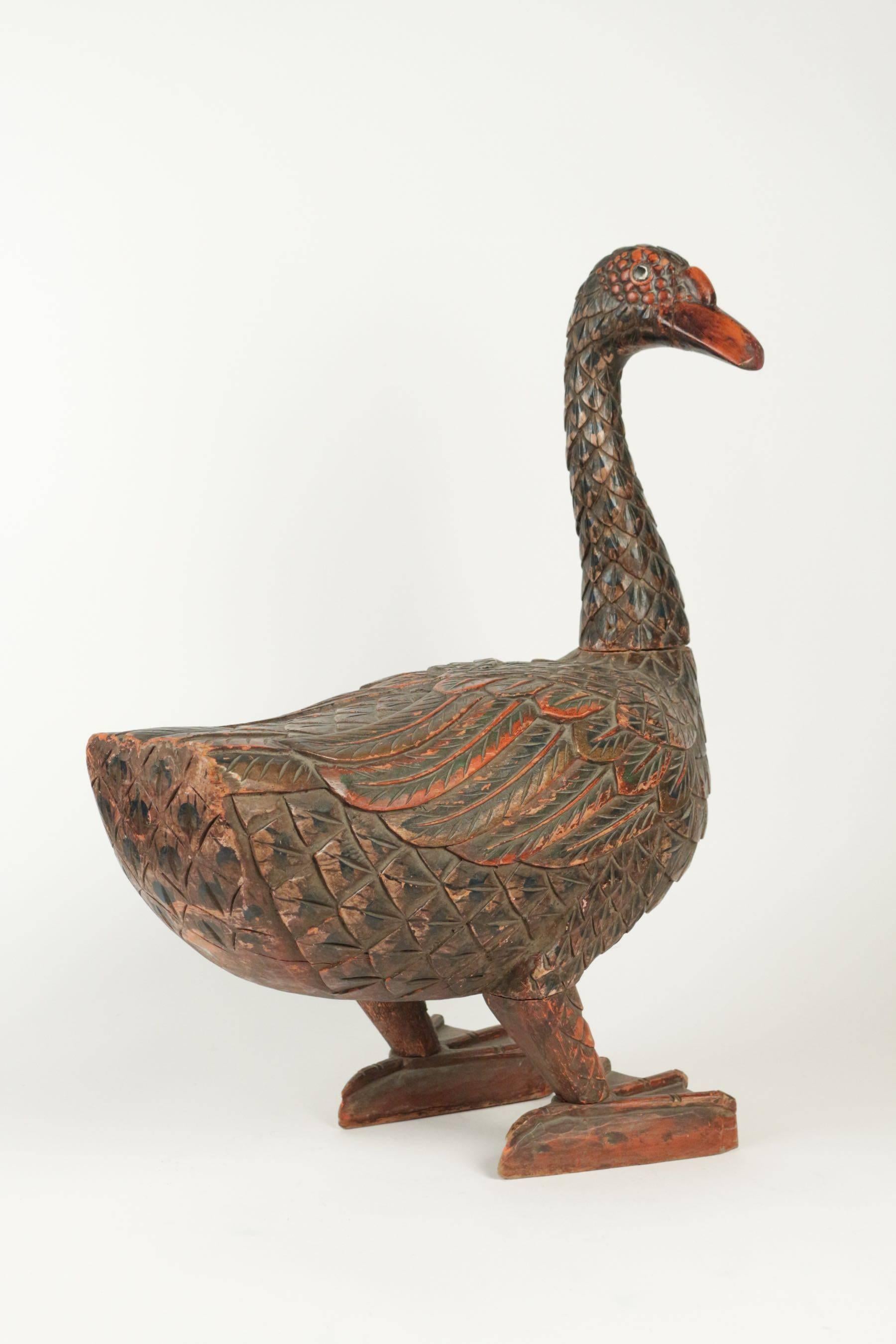 Royal Goose in Sculpted Wood, 20th Century at 1stDibs