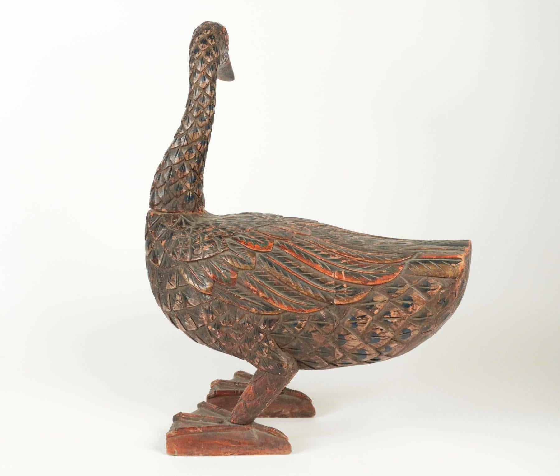 Royal Goose in Sculpted Wood, 20th Century at 1stDibs