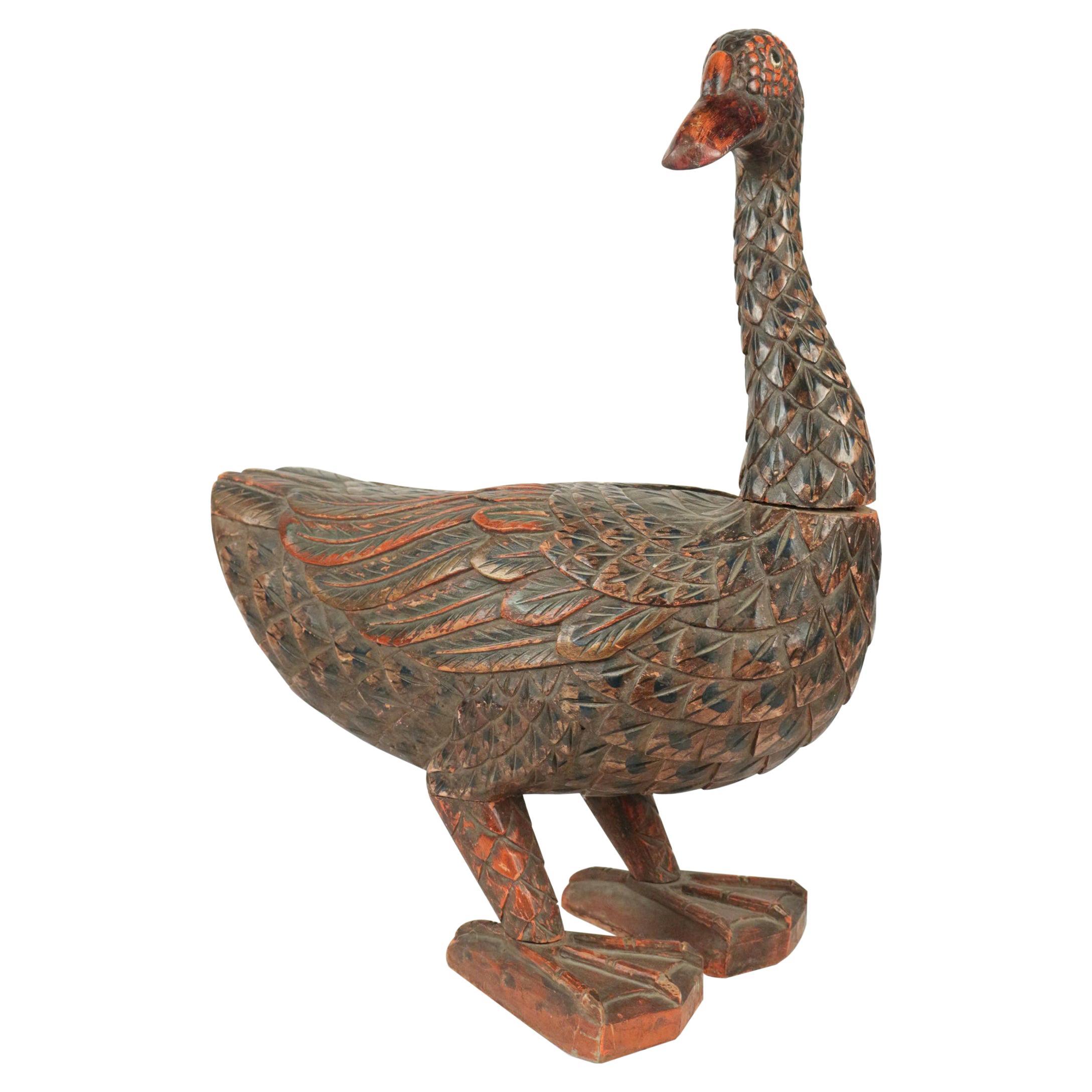 Royal Goose in Sculpted Wood, 20th Century at 1stDibs