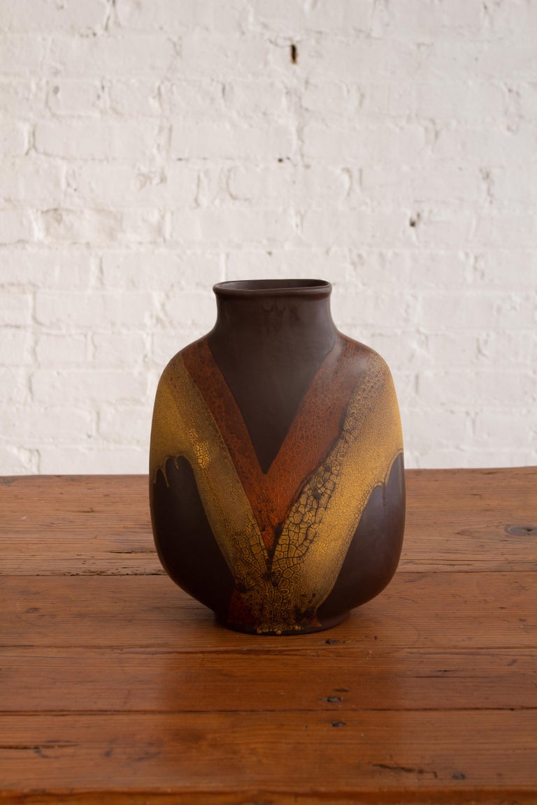 Royal Haeger “Earth Wrap” Flask Form Vase For Sale at 1stDibs