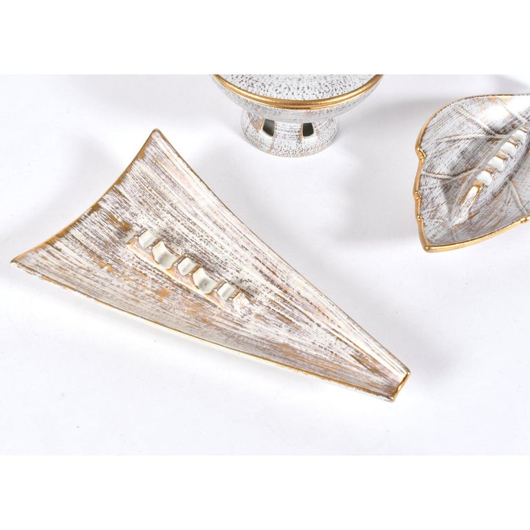 Royal Haeger Gold Tweed Mermaid Planter Ashtrays and Candy Dish Set For ...