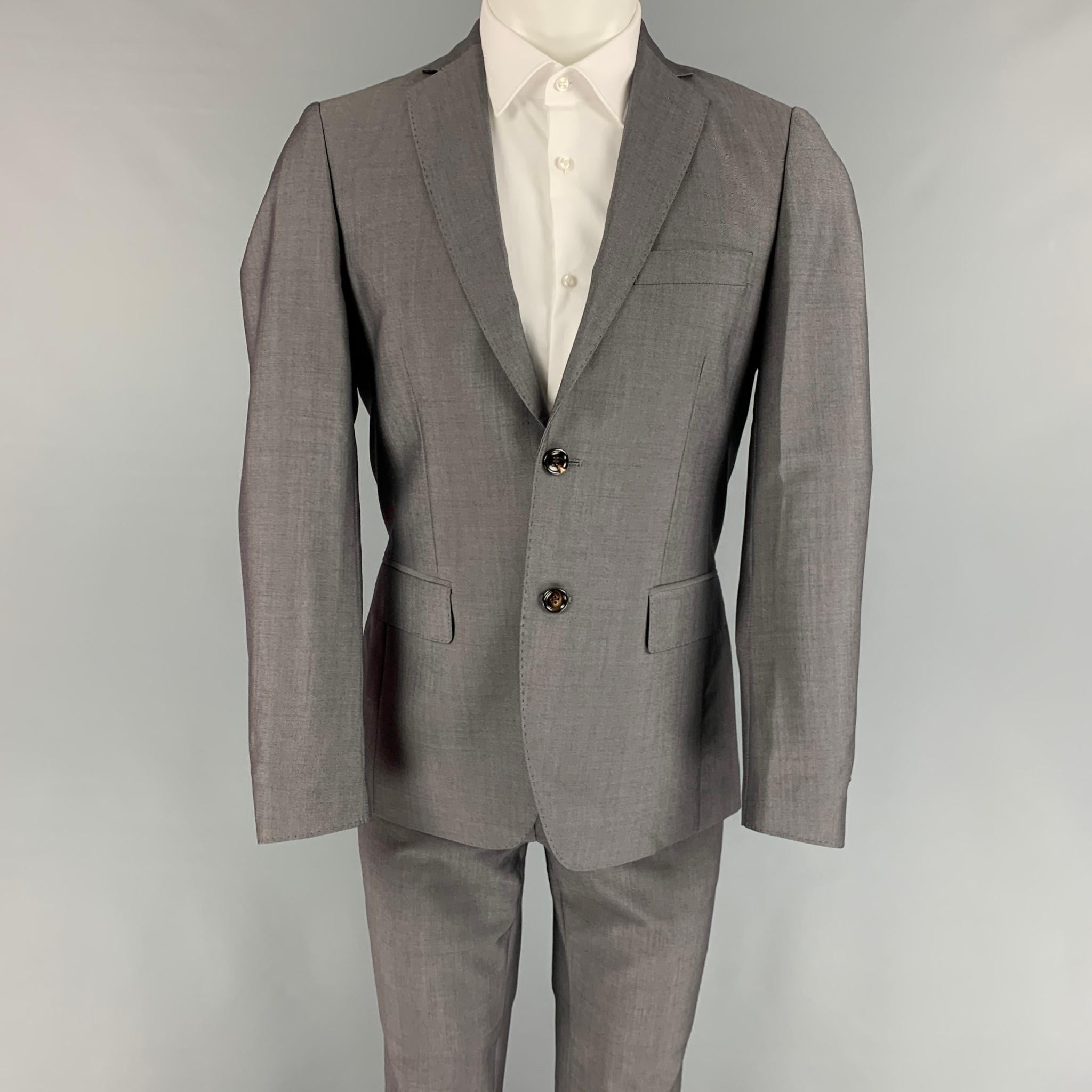 DAVID AUGUST Size 40 Charcoal and Blue Stripe Wool Notch Lapel 34 x 30 ...
