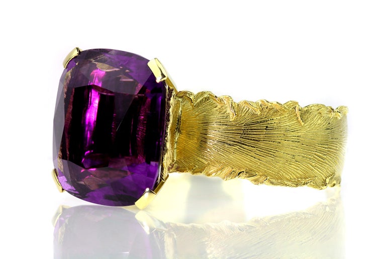 Simon Benney, Royal Jeweler, 18 K Gold Cuff Bangle with Big Amethyst ...
