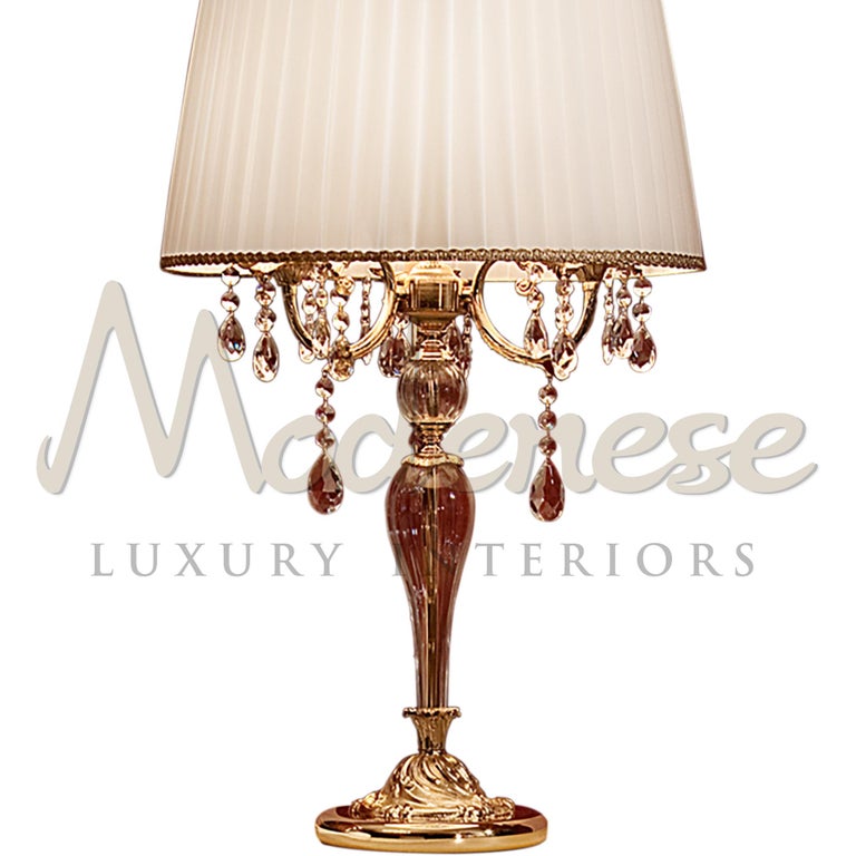 Royal Palace 24kt Antique Gold Plated 3-Lights Table Lamp with Crystal ...