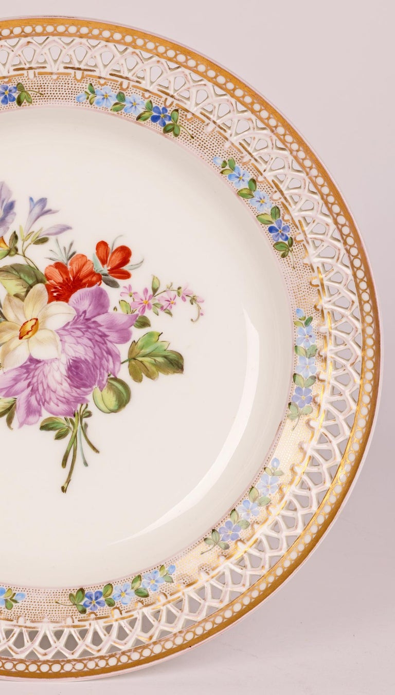 Royal Porcelain Factory Berlin Porcelain Pierced Edge Floral Painted ...