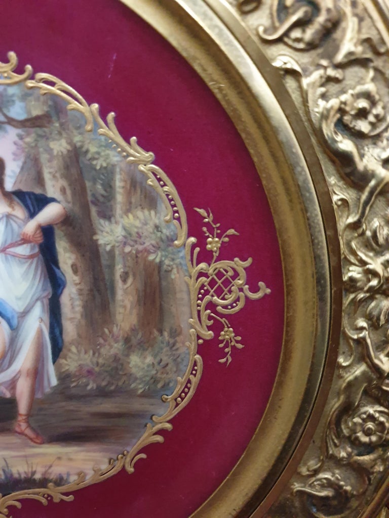 Royal Vienna Reticulated Royal Red Plates On Gilt Bronze Frames 19th ...