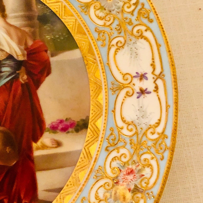 "Royal Vienna" Plate Painted with Two Ladies and a Bird at a Tiled ...