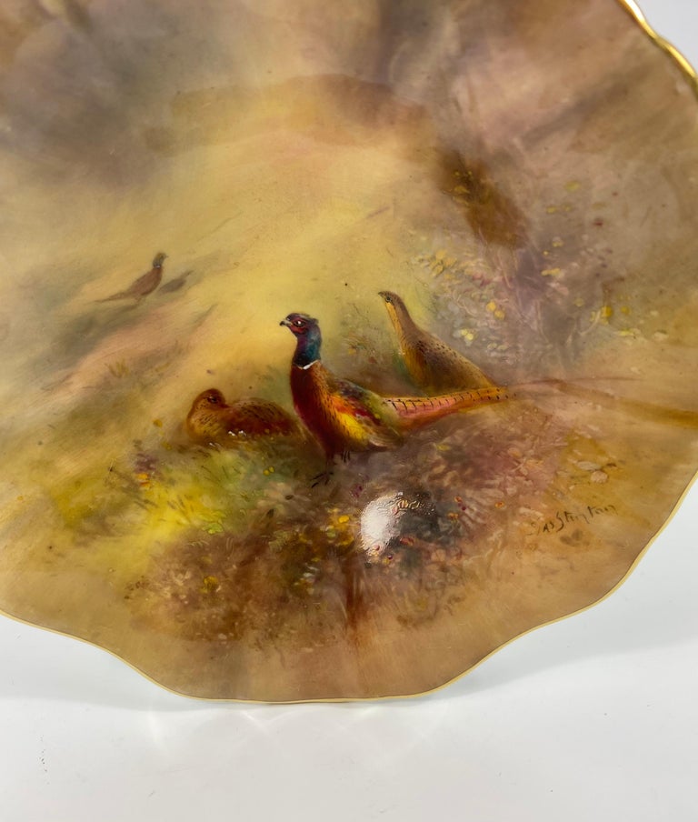 Royal Worcester Bon Bon Dish, Pheasants, James Stinton, Dated 1936 at ...